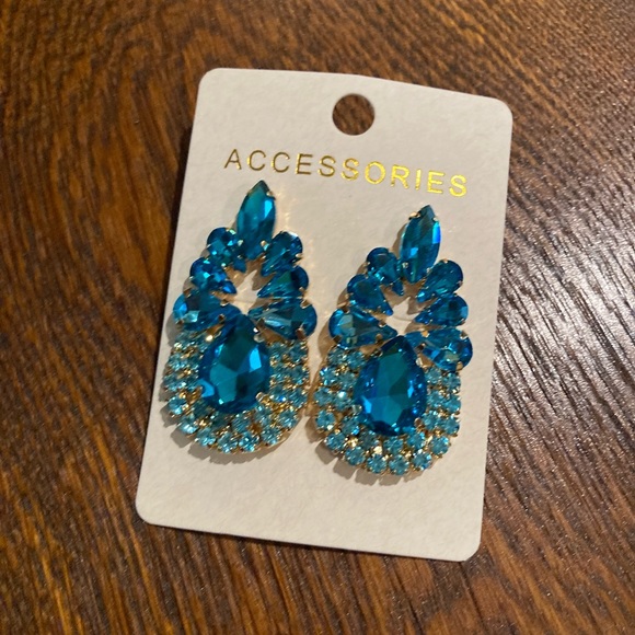 Jewelry | Water Droplet Blue Rhinestone Earrings | Poshmark